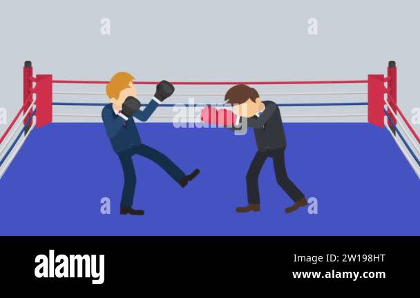 Fighting each other in boxing ring. Businessman battle wearing boxing ...