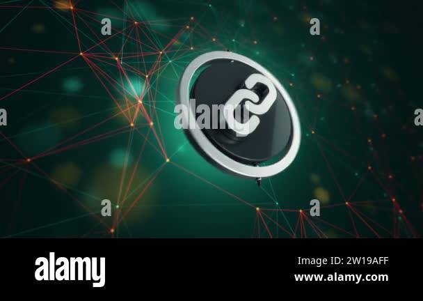 3d animation footage of link icon with rotating circle on technology ...