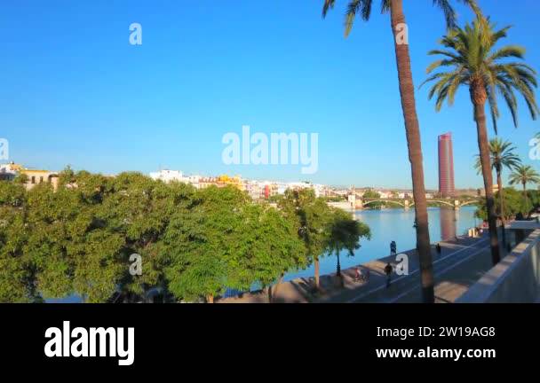 SEVILLE, SPAIN - OCTOBER 2, 2019: The view on lush greenery of ...