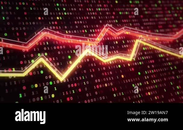 Abstract background with animation of growing charts and flowing ...