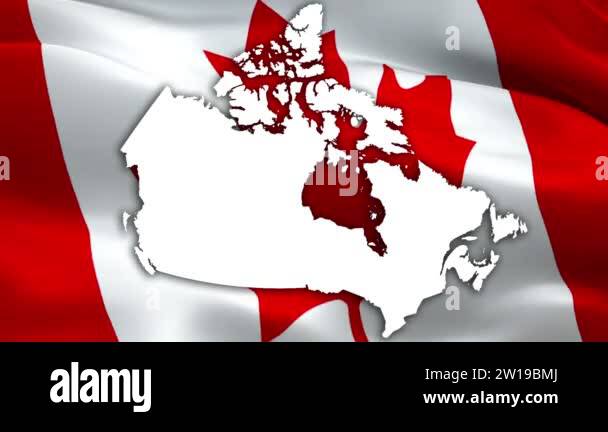Canadian map flag with leaf emblem video waving in wind. Canadian map Toronto Flag background ...