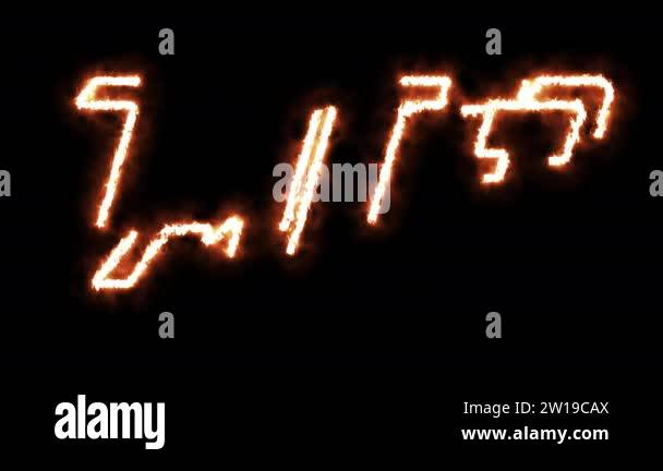 2D Animation of word DANGER made with letter on fire on black ...