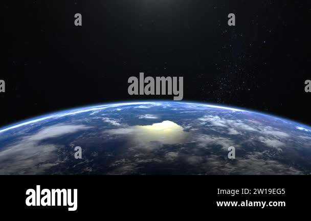 Earth from space. The camera is approaching Earth. No sun in the frame ...