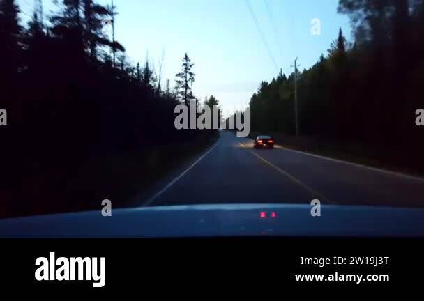 Rear View From Back of Car Driving Rural Countryside Road With Traffic ...