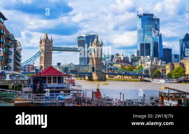 Tower Bridge in London, the UK. Drawbridge opening. One of English ...