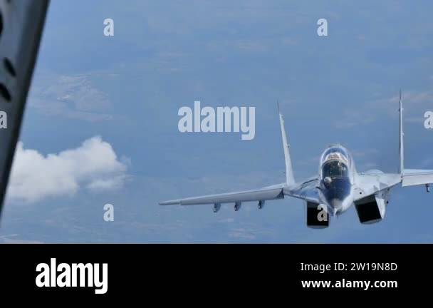 Military Airplane in Flight. Mikoyan Gurevich MiG-29 Fulcrum 4K Closeup ...
