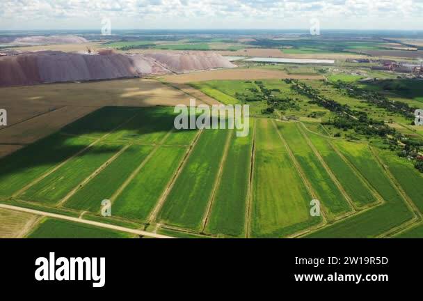 Mountains of products for the production of potash salt and a green ...
