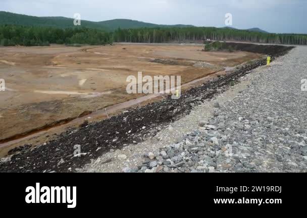 Drainage of clean water from dirty water. Trench dug to drain clean ...