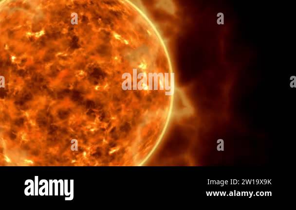 Sun star surface with solar flares, burning of sun animation 3D ...