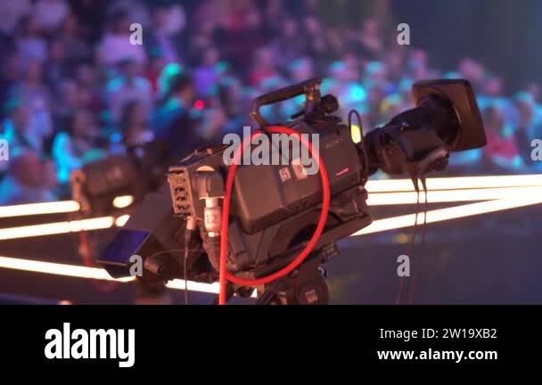 People viewers in a TV studio while recording a TV show Stock Video ...