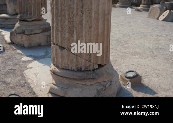 Roman empire column with details and beautiful sculptures Stock Video ...