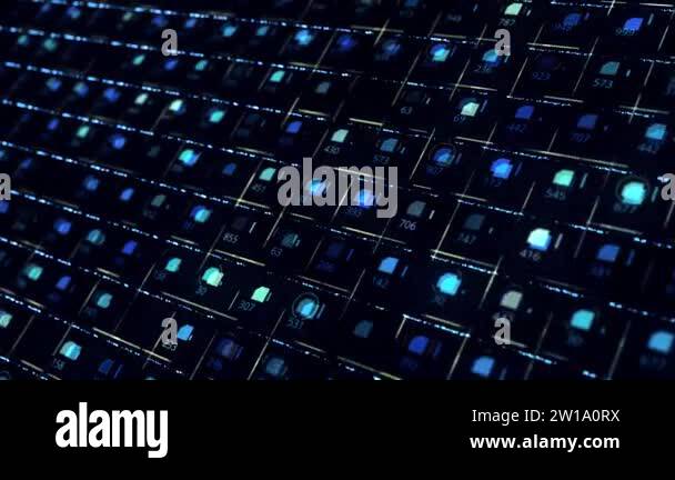 Futuristic background of signals moving across blue circuit board. Animation. Circuit Board with ...