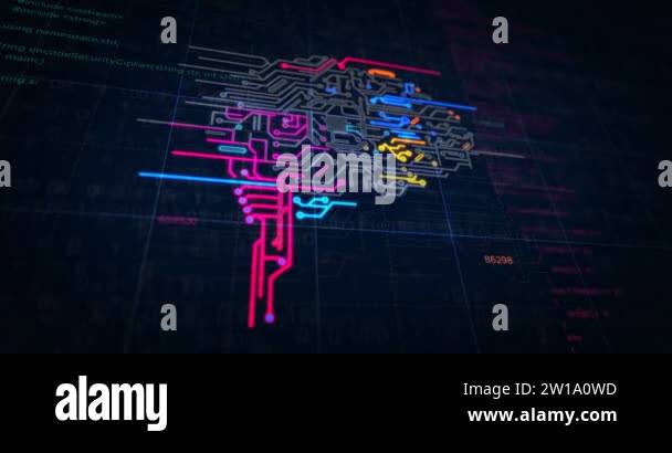 Cybernetic brain project creating. Abstract concept of cyber technology ...