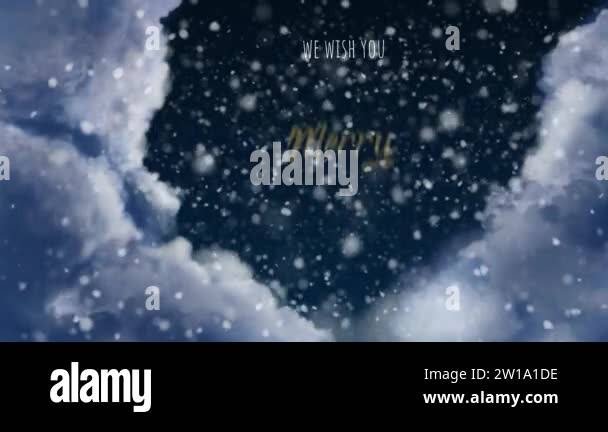 snow falling on winter nights with clouds. Merry christmas and happy ...