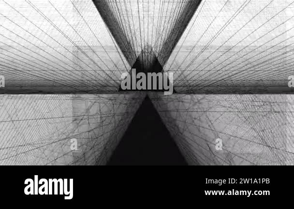 A Computer Generated Animation Of Of Geometric Triangular Shapes And Lines In A Flowing Tunnel