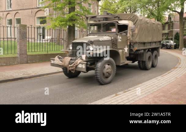 This military convoy drives every year through the Gooi area in Holland ...