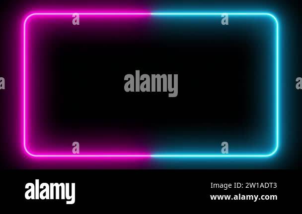 Flickering neon frame on an isolated black background. Ultraviolet ...