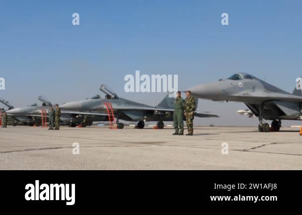 Tilt View of Combat Fighter Jet Pilots and Serbian Air Force MiG-29 ...