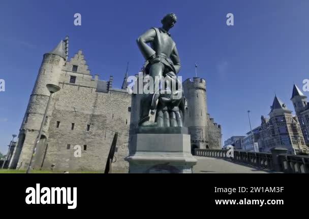 Antwerp, Belgium. Circa October 2017. Het Steen, medieval fortress and ...
