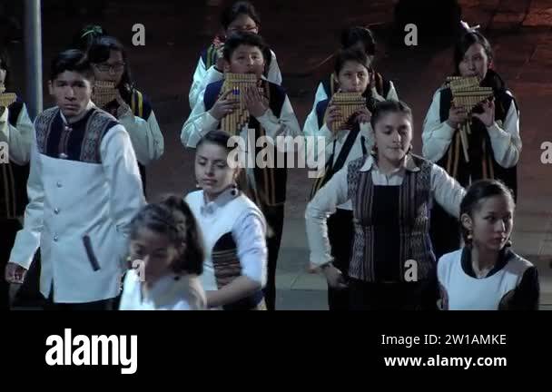 La Paz / Bolivia - 09 09 2019: Group of Teenagers Playing Andean ...