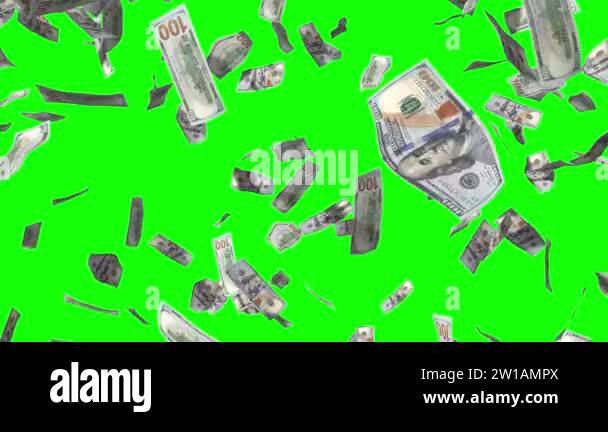 3D 4k falling 100 dollar bills animation, rain effect - great for ...