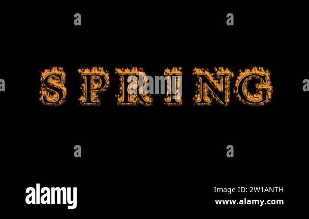 spring fire text effect black background. animated text effect with ...