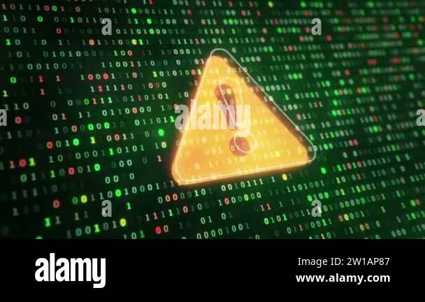 Technological background with triangle exclamation mark icon on ...