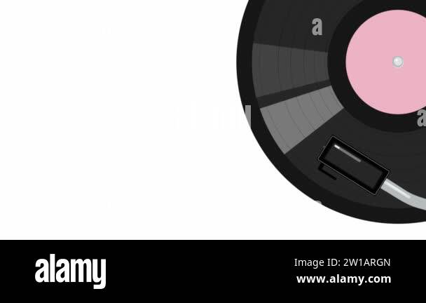 video footage with graphic animation rotating vinyl record in a top ...