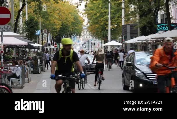 Vienna, Austria - 16 September: Typical Viennese city life, people are ...