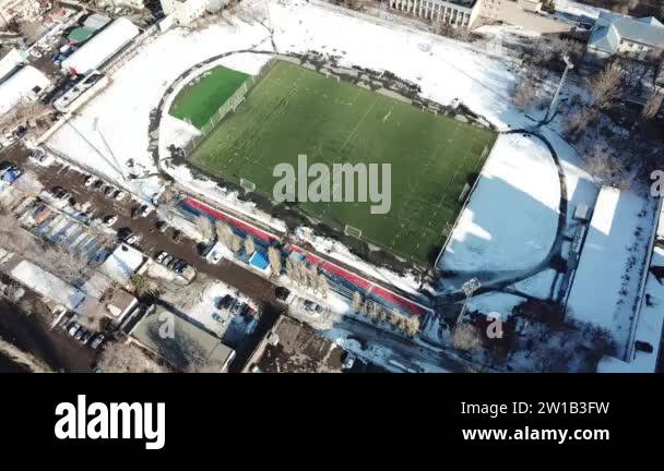 Football stadium, top view from drone flight Stock Video Footage - Alamy