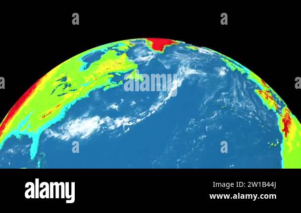 Rotating Earth planet isolated on black background. Topographic relief ...
