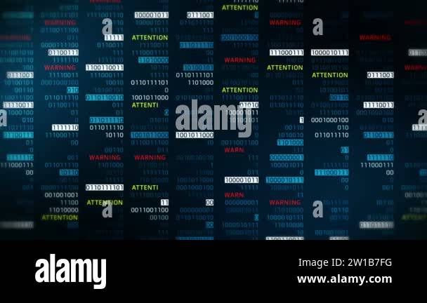 Warning And Attention Message With Binary Numbers Web Online With Digital Technology Loop