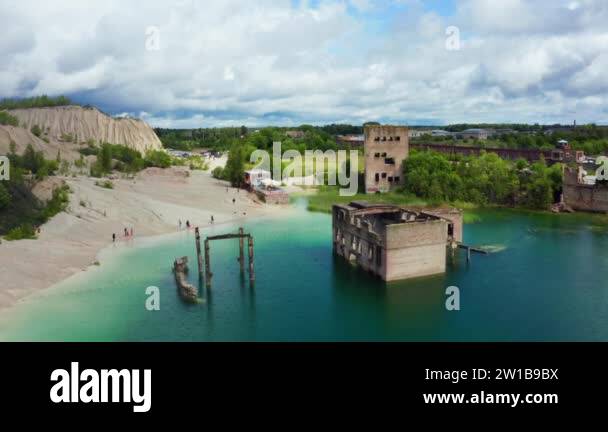 Abandoned Quarry Of Rummu, Estonia. Scenic View Of Land. Mountain of ...