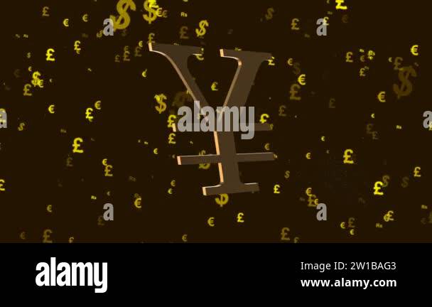 The gold sign or currency symbol of the Japanese yen, a short ...