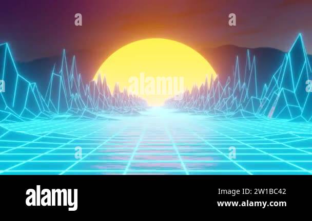 80's scene, synthwave and retrowave music disco background. futuristic ...