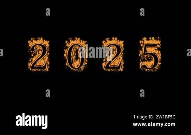 2025 fire text effect black background. animated text effect with high ...