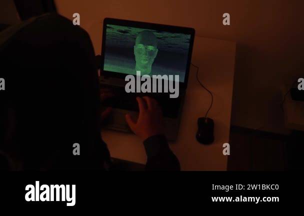 Hacker Typing Code In A Dark Room And Creating Artificial Intelligence