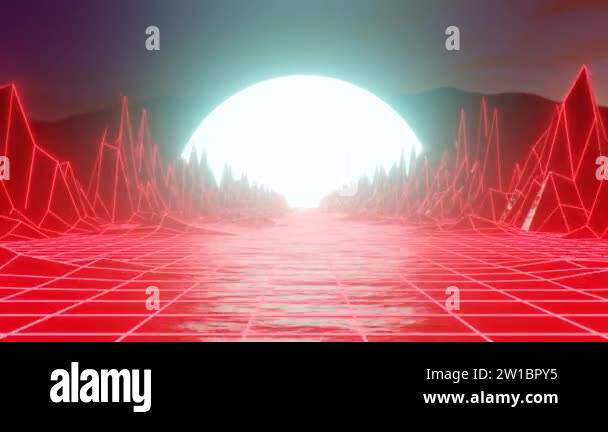 80's scene, synthwave and retrowave music disco background. futuristic ...