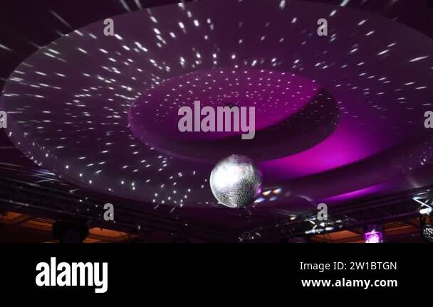 Disco Ball, view from below, from the disco ball beams, stage light ...
