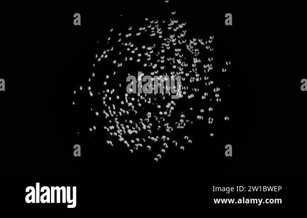 Many white particles moving chaotically with different speed on black ...