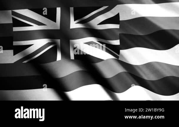 Abstract monochrome Hawaii flag fluttering in the wind, seamless loop ...