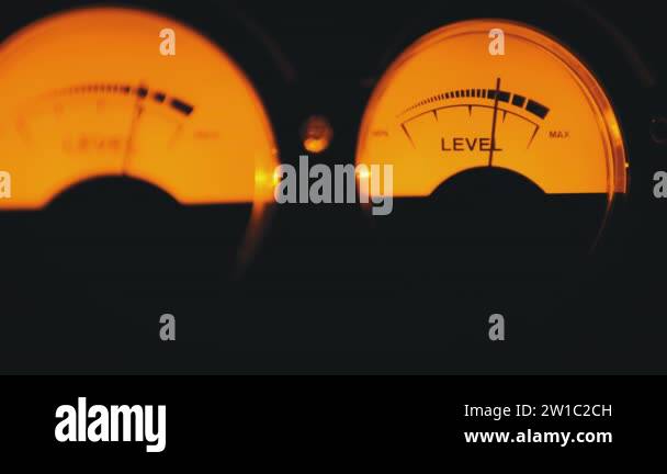 Analog Vintage Dial Indicator of Sound Signal Level. VU meters. Classic ...