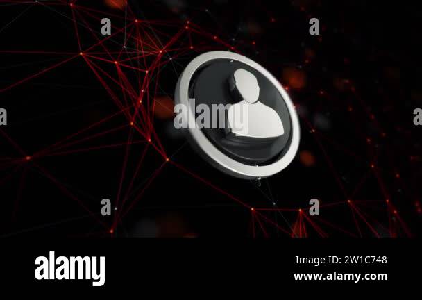 3d animation footage of person icon with rotating circle on technology ...