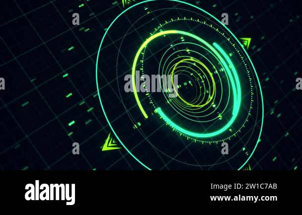 Future interface of modern targeting system during working process, seamless loop. Animation ...