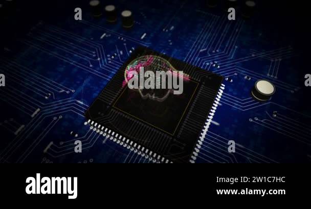 Artificial Intelligence futuristic 3D rendering animation. Abstract ...