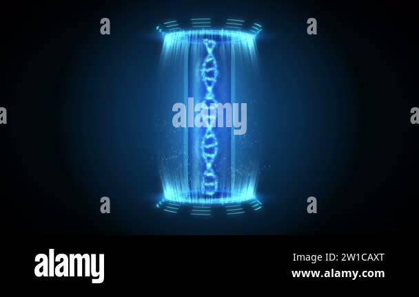 DNA helix molecule loop animation. DNA chromosome concept. Hologram elements of digital ...
