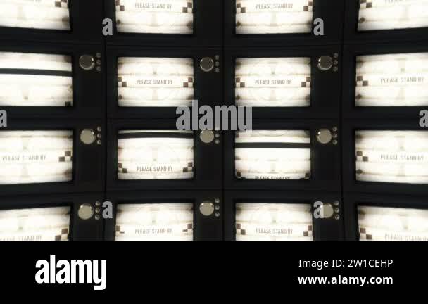 Many vintage TV screens with Please stand by message, no signal, no ...