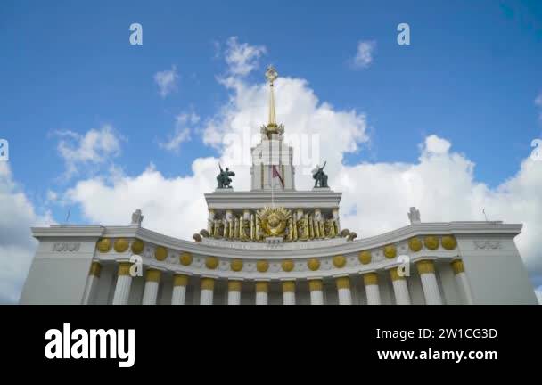 Beautiful architectural building with colonnade in Russian style ...