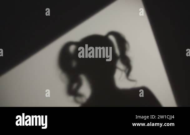 Crime Scene. Shadow of Strange Young Woman Killer Holding Knife. Dark ...