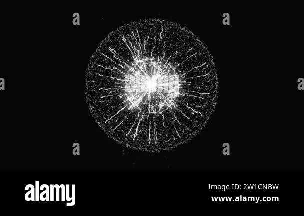 Monochrome abstract lightning and bright light in energy ball with ...